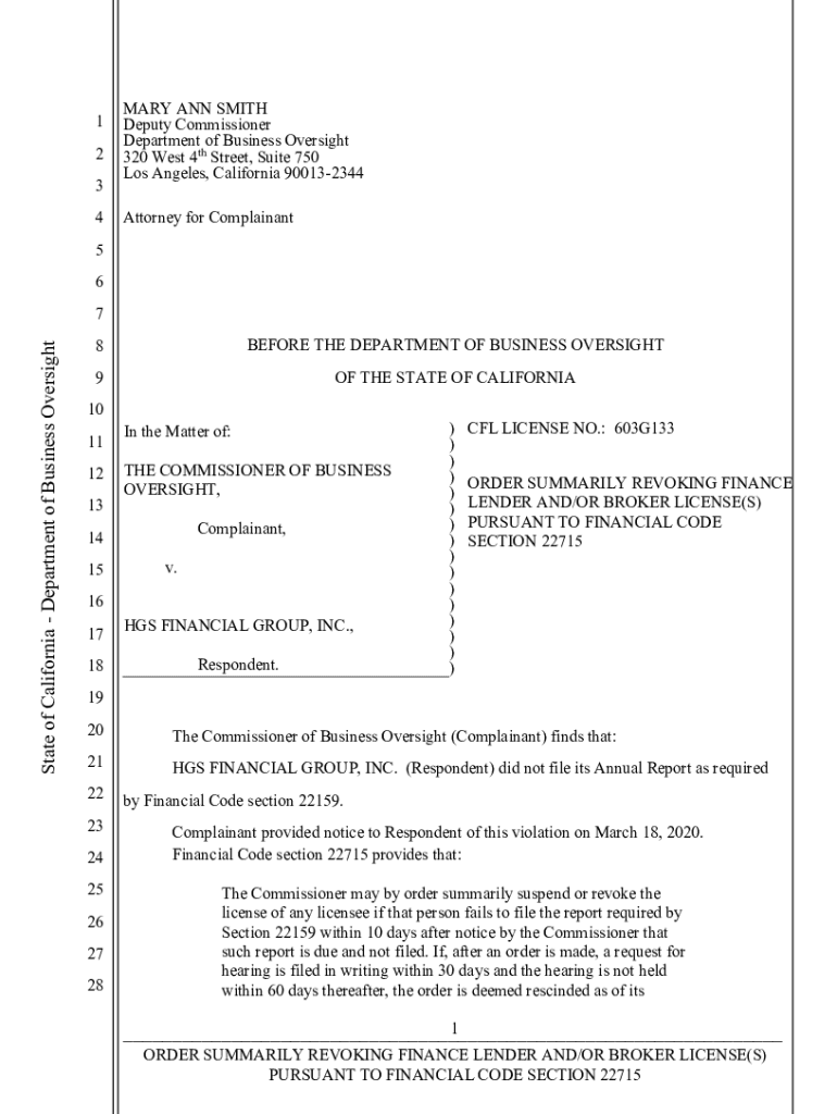 Fillable Online 1 MARY ANN SMITH Deputy Commissioner UCHE L. ENENWALI (State Bar No ... Fax ...