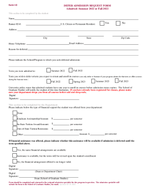 Fillable Online Defer Admission Request Form Fax Email Print - pdfFiller