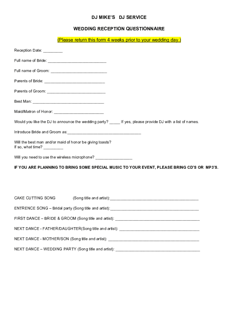 Fillable Online Wedding Forms - Form TemplatesJotFormThe Ultimate ...