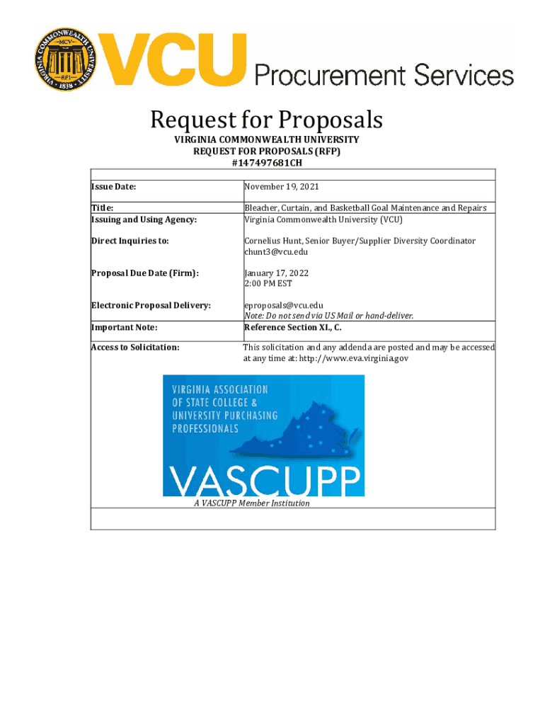 Fillable Online procurement.vcu.edumediaprocurementRequest for ...