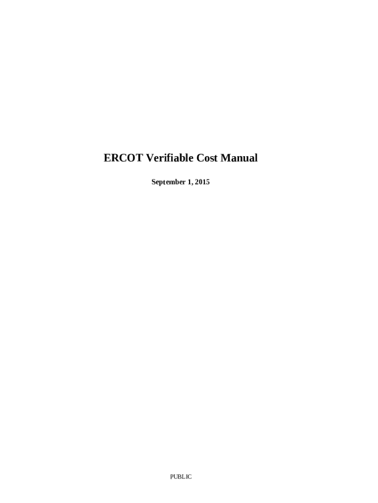 ERCOT's Verifiable Cost Manual. Verifiable Cost Manual Doc Template | pdfFiller