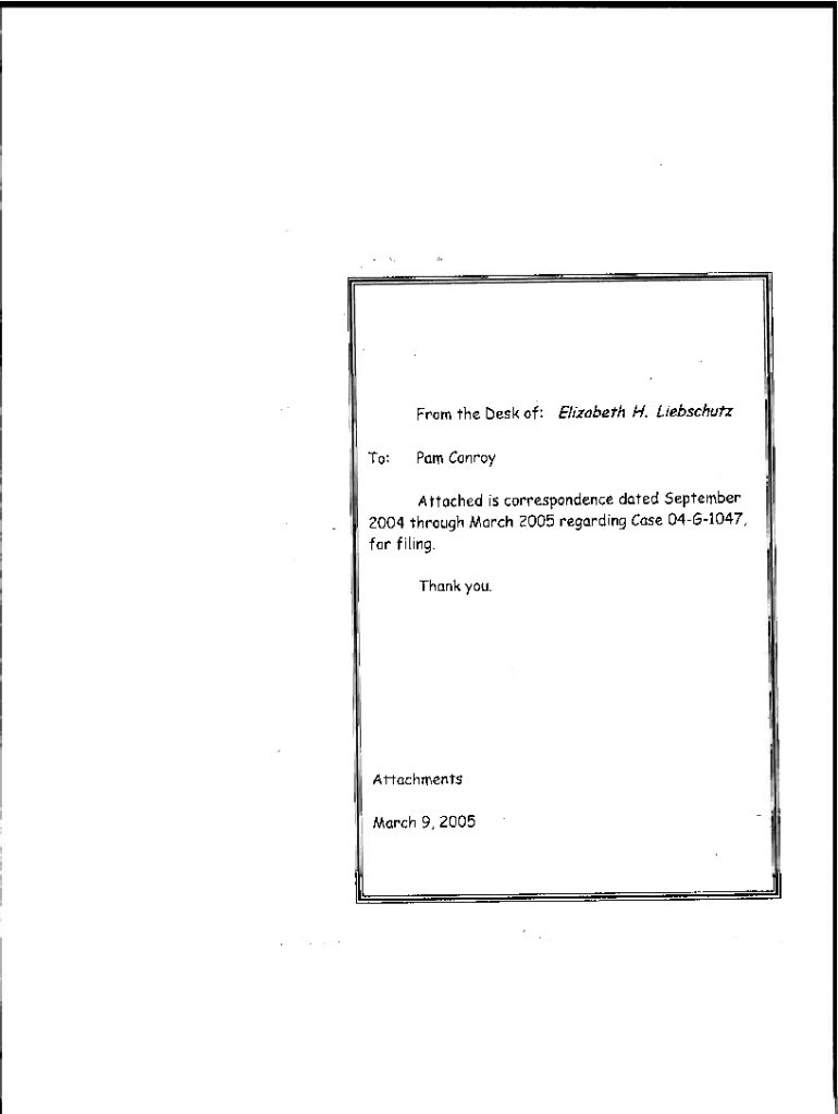 Fillable Online From the Desk of: Elizabeth H. Liebschutz To: Pam ...