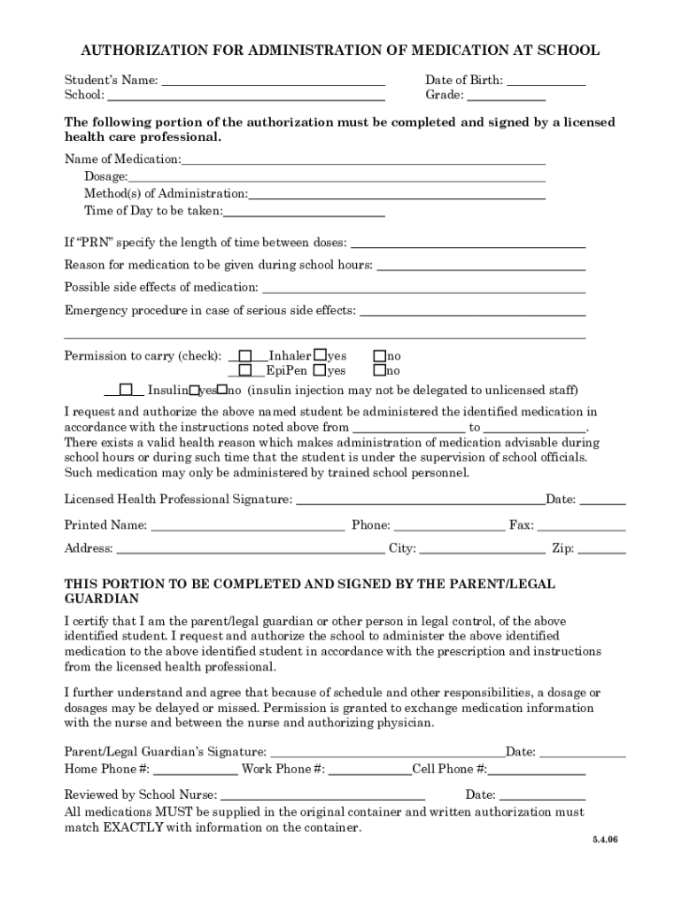 Fillable Online Arkansas Authorization to Administer Medicine to ...