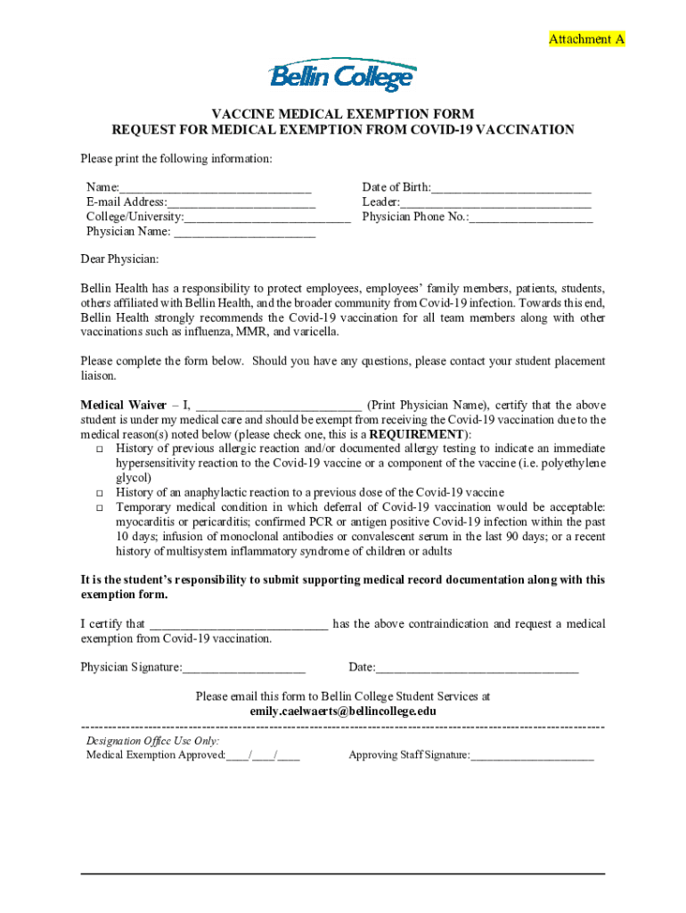 Fillable Online REQUEST FOR A MEDICAL EXCEPTION TO THE COVID-19 VACCINATION REQUIREMENT Fax ...