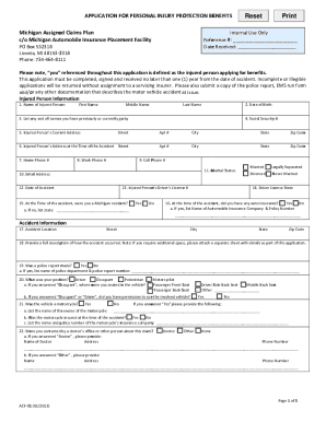 Fillable Online ACF-01 201301 Application for PIP Benefits - Fromatted ...