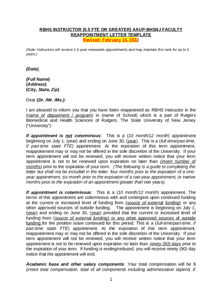 Template Reappointment Letter - Bonick, Henry, Wahler - May 13, 2016 ...