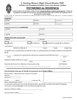 Fillable Online PDF Residency Attestation Form - Morton District 201 ...