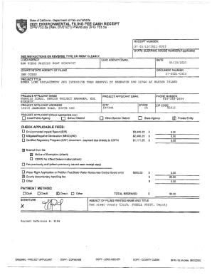 Fillable Online 2021 ENVIRONMENTAL FILING FEE CASH RECEIPT DFW 753.5a ...