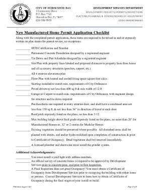 Fillable Online New Manufactured Home Permit Application Checklist Fax Email Print - pdfFiller