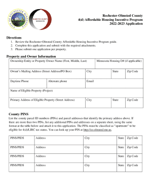 Fillable Online Rochester- Olmsted County Affordable Housing Incentive Program Application Fax ...