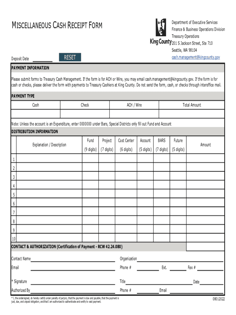 Fillable Online VII.2Miscellaneous Receipts / Accounts Receivable ...