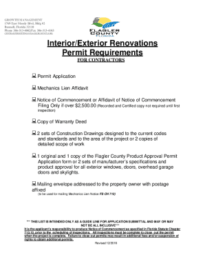 Fillable Online Interior/Exterior Renovations Permit Requirements Fax ...
