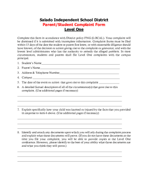 Fillable Online www.saladoisd.org1223942Salado ISD - Forms and Handbook ...