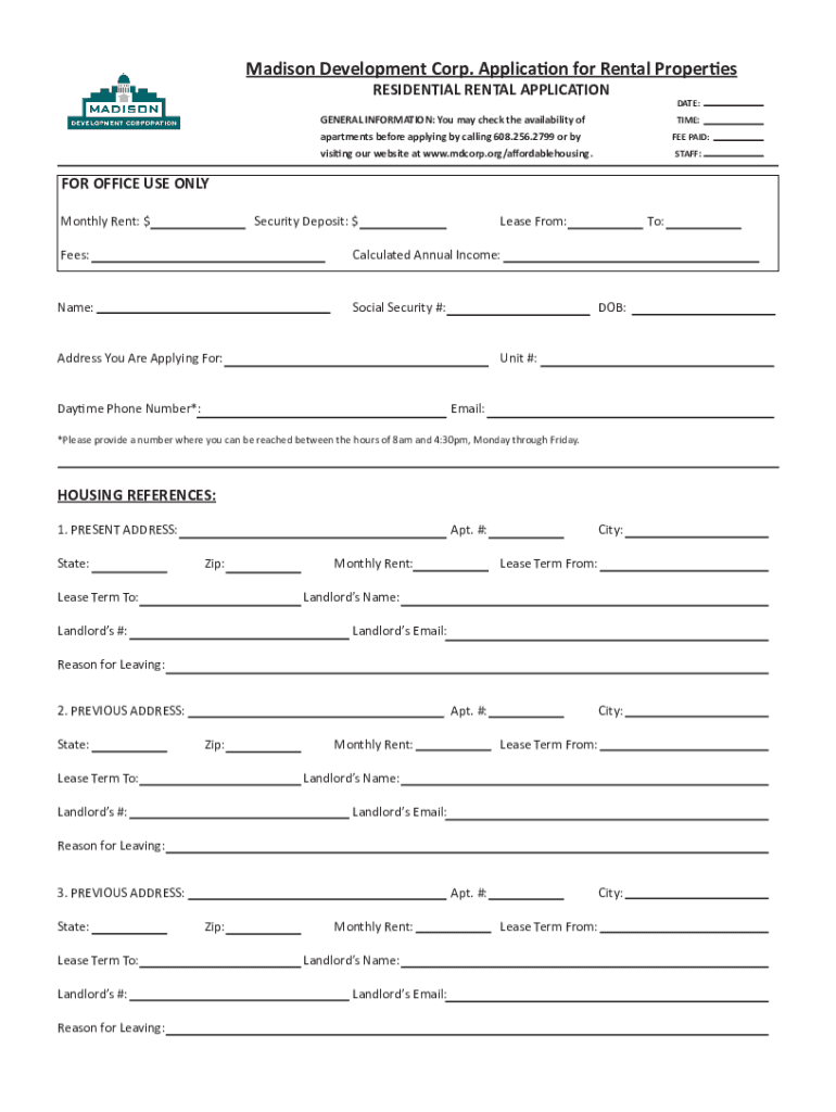 Fillable Online Madison Development CorporationWelcome to Madison County, ILApplicants - Housing ...