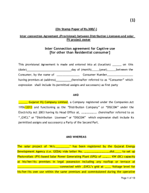 Fillable Online www.ugvcl.comsolarrooftopProvisional InterInter Connection agreement for Captive ...