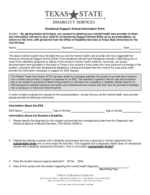 Fillable Online gato-docs its txstate Emotional Support Animal (ESA ...