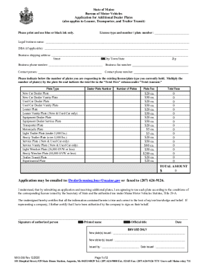 Fillable Online State of Maine Bureau of Motor Vehicles Application for ...