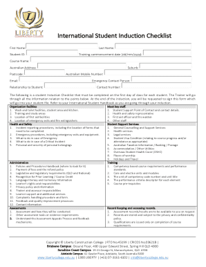 Fillable Online Student Induction Form - Liberty College Fax Email ...