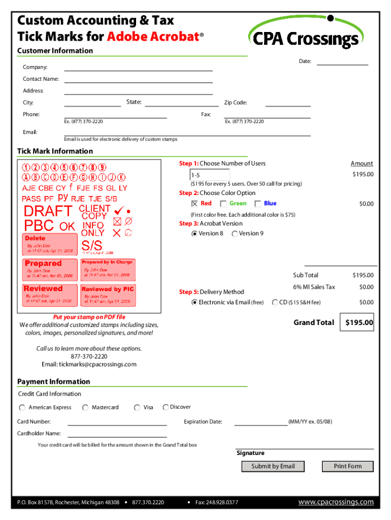 Fillable Online Custom Accounting & Tax Tick Marks for Adobe Acrobat ...