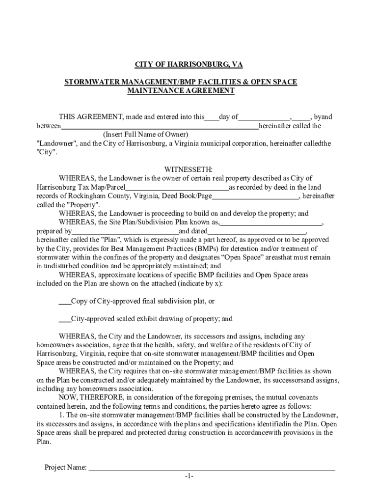 Fillable Online STORMWATER MANAGEMENT/BMP FACILITIES MAINTENANCE AGREEMENT (VERSION 09 2 Fax ...
