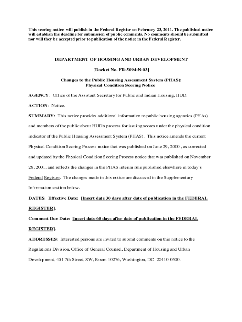 Fillable Online Changes to the Public Housing Assessment System (PHAS ... Fax Email Print ...