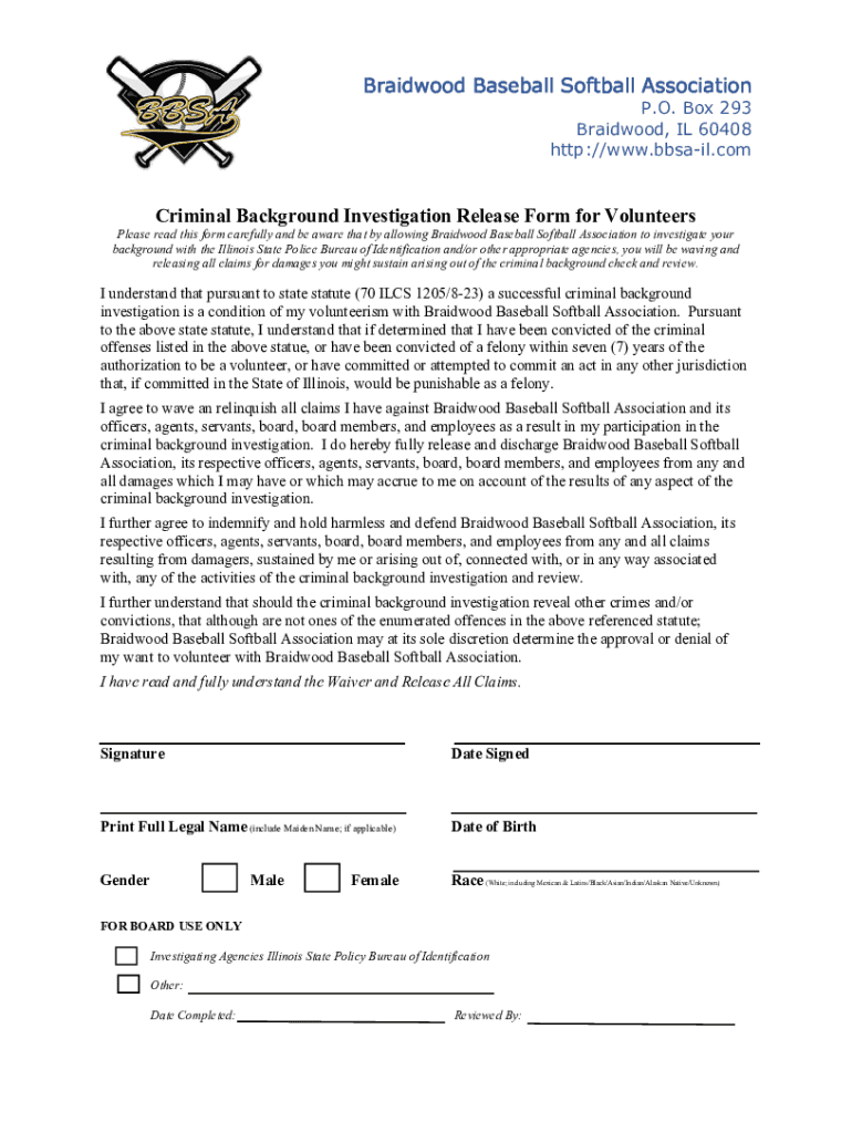 Fillable Online Background Check Release Form Fax Email Print - pdfFiller