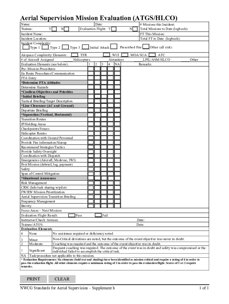 Fillable Online PMS 505h Aerial Supervision Mission Evaluation (ATGS ...