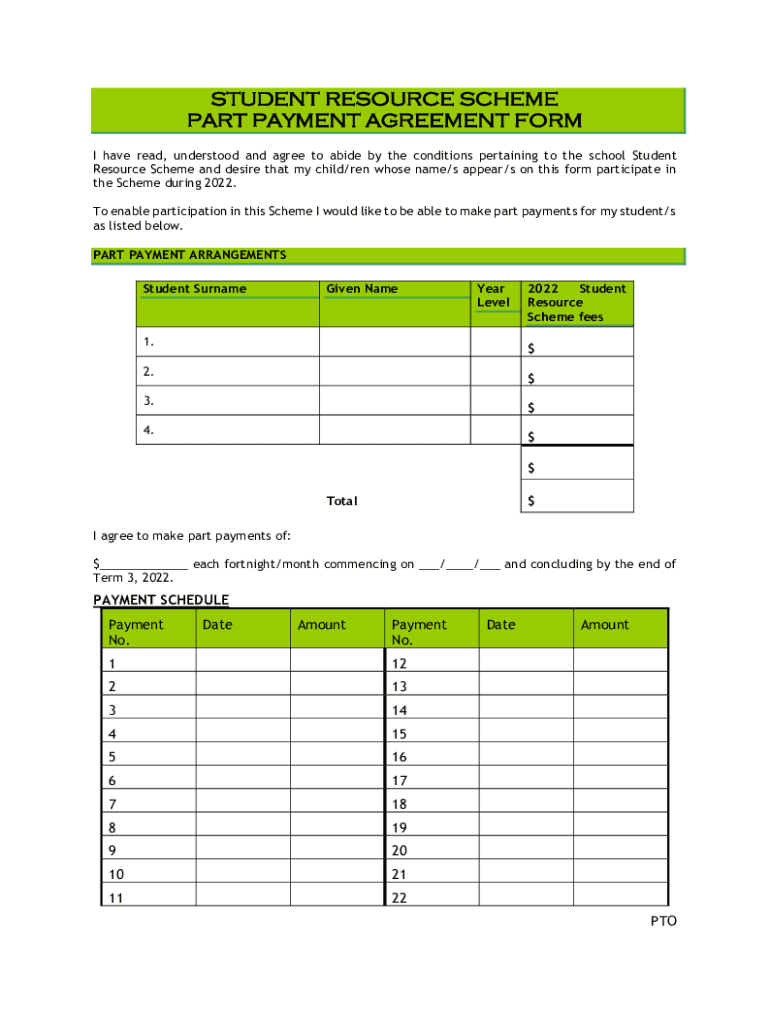 Fillable Online peregianspringsss eq edu STUDENT RESOURCE SCHEME PART ...