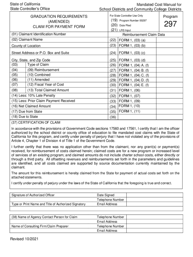 Fillable Online Program 297 (Amended) Claiming Instructions and Forms ...