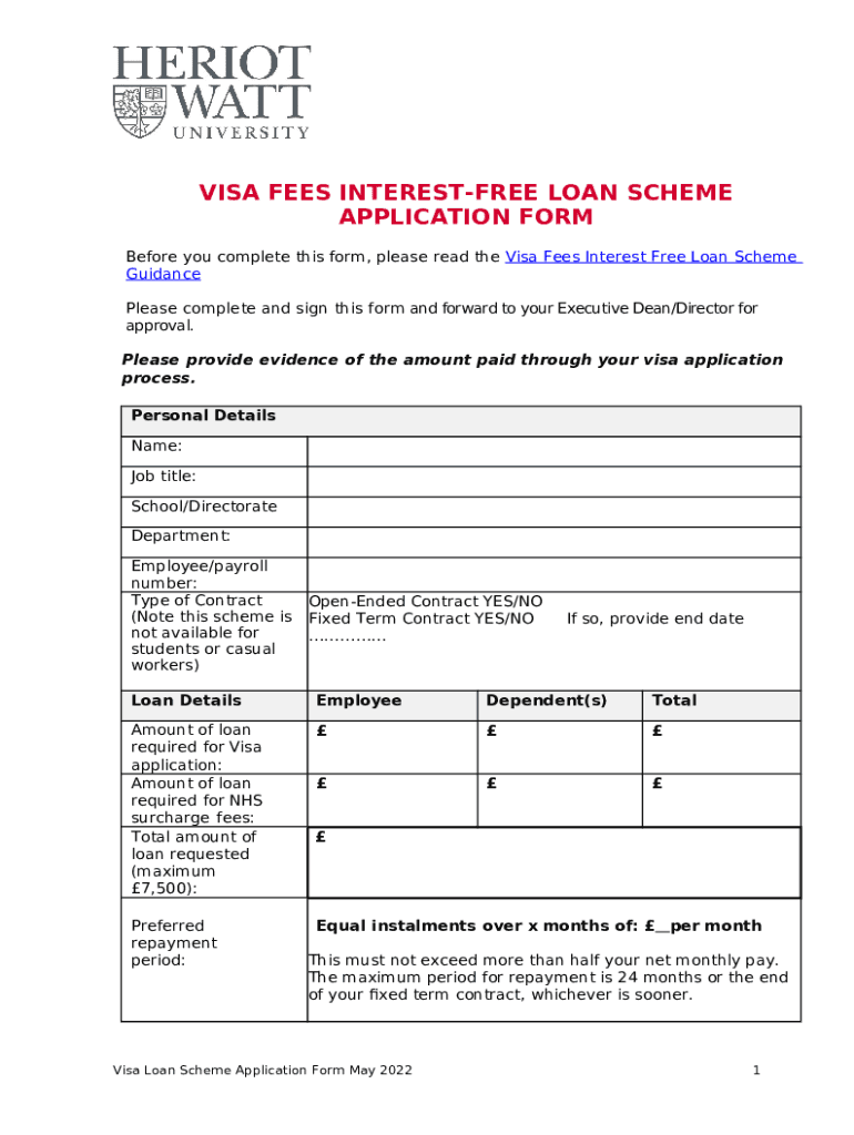 Visa Fee Loan Scheme Application . Immigration - Visa Fees Doc Template ...