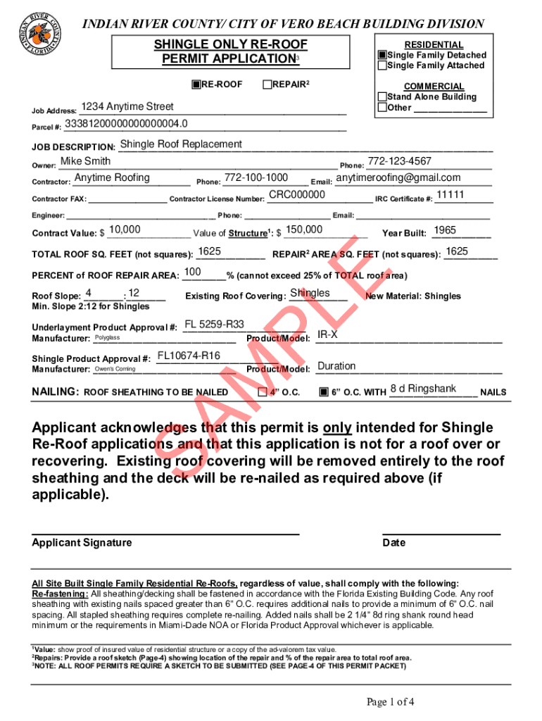 Fillable Online Shingle to Shingle Roofing Sample Fax Email Print ...
