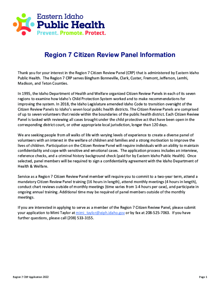 Fillable Online Citizen Review Panel Information - Eastern Idaho Public ...