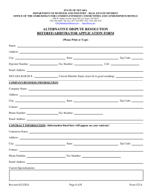 Fillable Online Form 522A - Alternative Dispute Resolution Referee ...