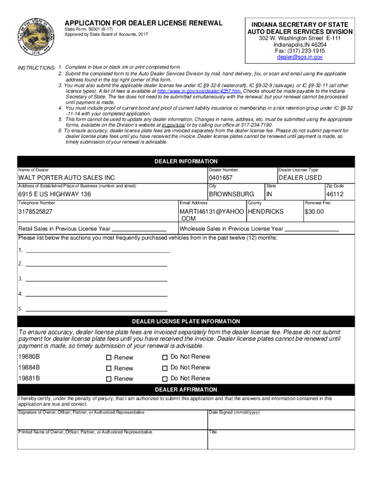 Fillable Online PDF Application For Vehicle Or Vessel Dealership ...