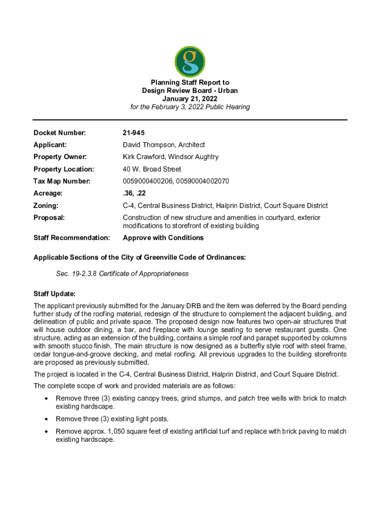 Fillable Online Planning Staff Report to Design Review Board - Urban ...