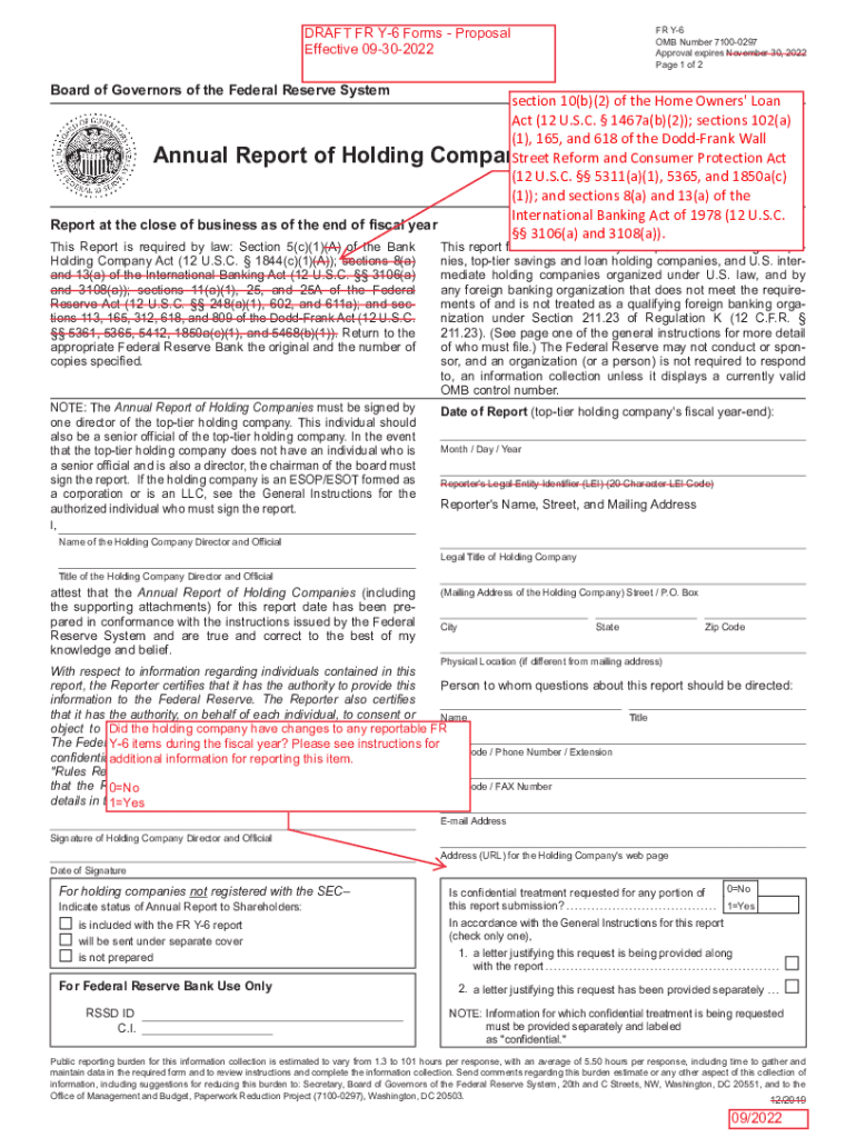 Fillable Online FRB: Report Forms, FRY-6 - Federal ReserveFRB: Report ...
