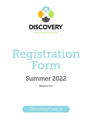 Fillable Online Registration Form - Discovery Early Learning & Care Fax ...