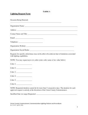 Fillable Online Exhibit A Lighting Request Form - unioncountyohio.gov ...