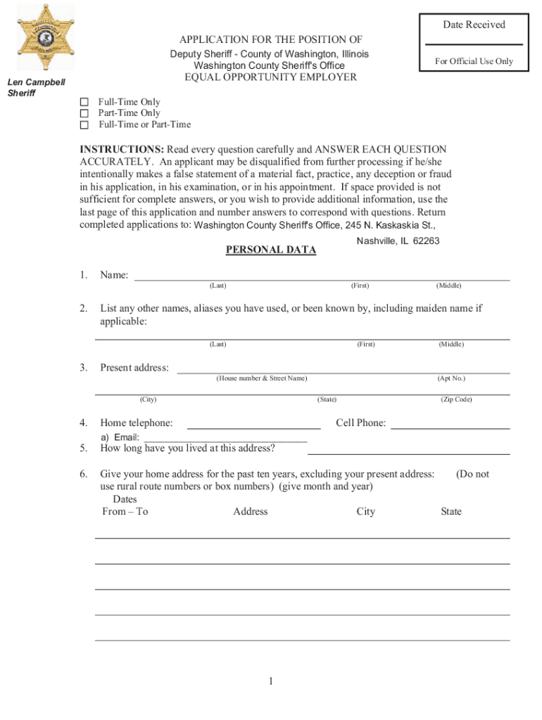 Fillable Online washingtonco illinois www.police1.comlaw-enforcement ...