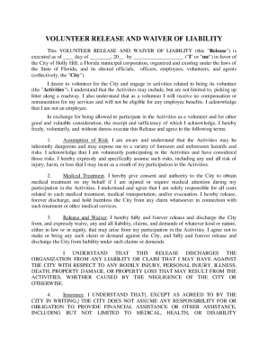 Fillable Online Volunteer Release and Waiver of Liability Form - The ...