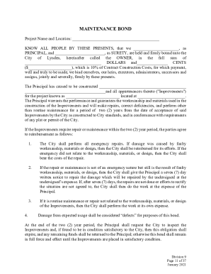 Fillable Online www.uslegalforms.comform-library136849Maintenance Bond ...