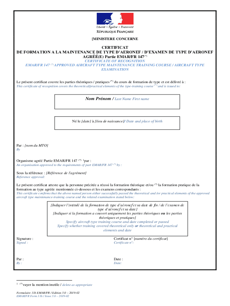 Fillable Online FORM-11b-EMARFR Certificat de formation de type.pdf Fax ...