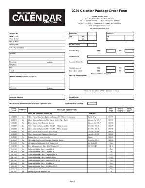 Fillable Online 2020 Calendar Order Form - Otter House Fax Email Print - pdfFiller