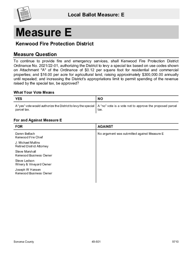 Fillable Online sonomacounty.ca.govEktron DocumentsassetsLocal Ballot ...