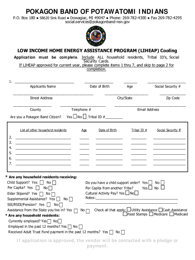 Fillable Online Clinic - Pokagon Band of Potawatomi Indians Fax Email ...