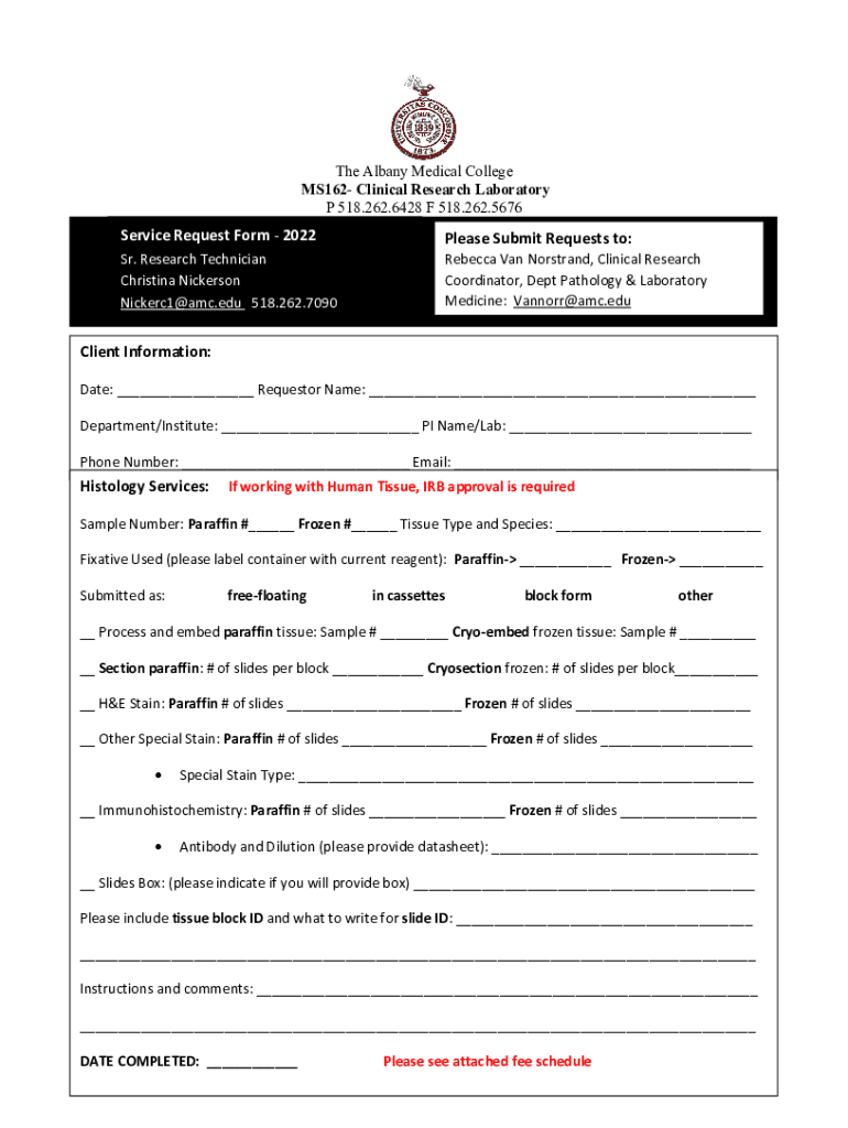 Fillable Online Service Request Form - 2022 Please Submit Requests to Fax Email Print - pdfFiller
