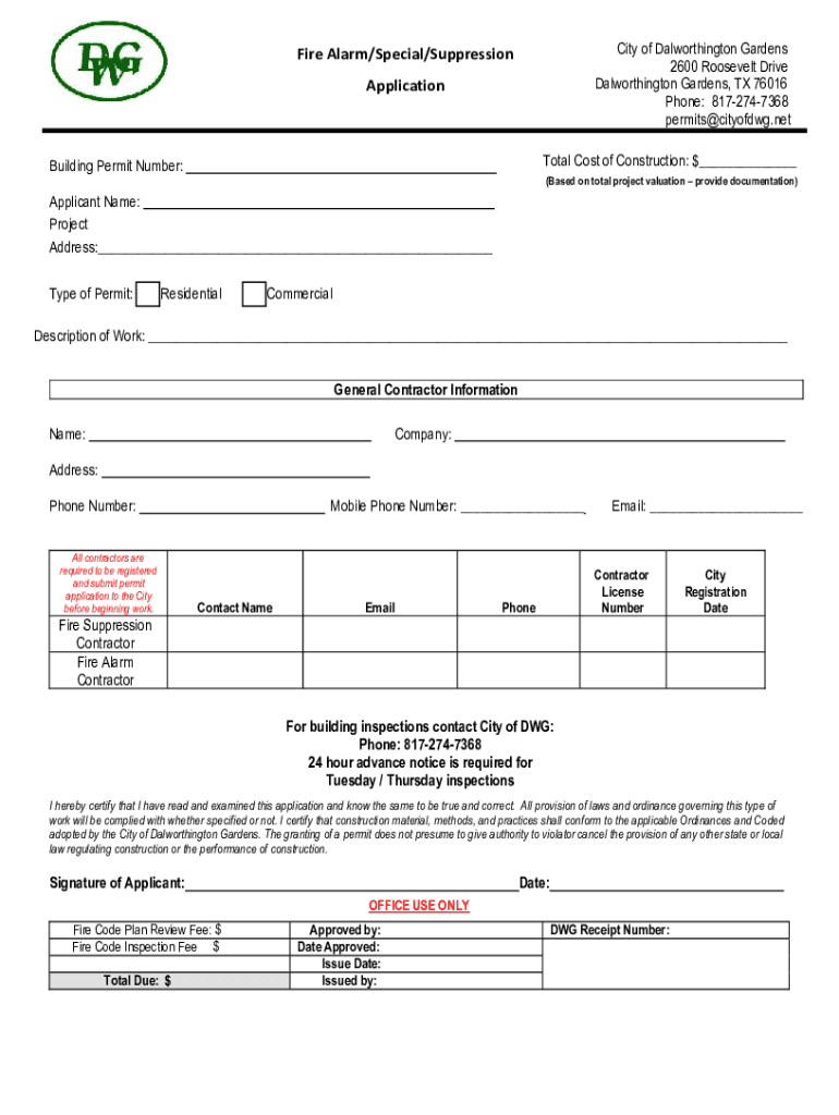 Fillable Online Permit FormsCity of Dalworthington Gardens Fax Email ...