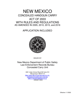 Fillable Online NEW MEXICO CONCEALED HANDGUN CARRY ACT OF 2003 - NM-CCW ...