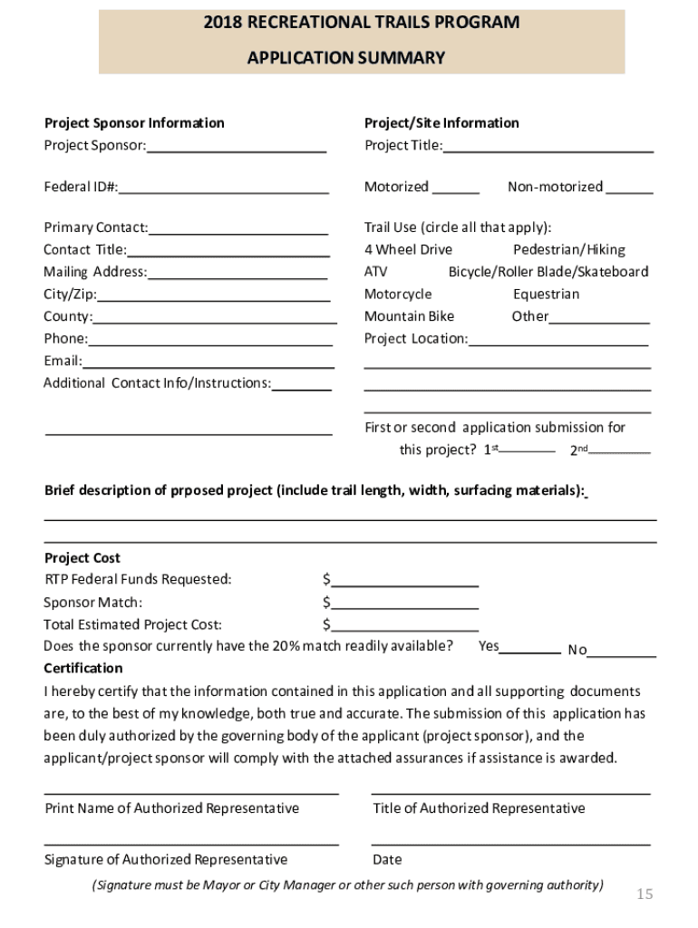 Fillable Online Recreational Trails ProgramLouisiana State Parks ...