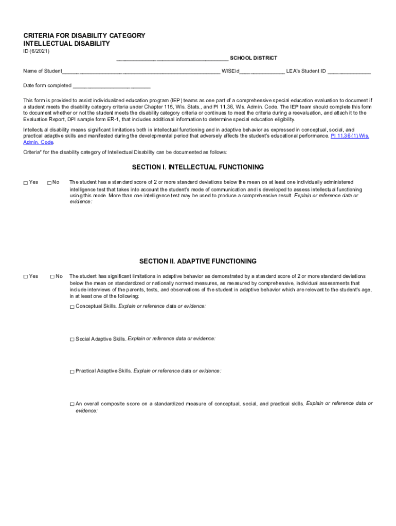 Fillable Online dpi wi Diagnostic Criteria for Intellectual ...